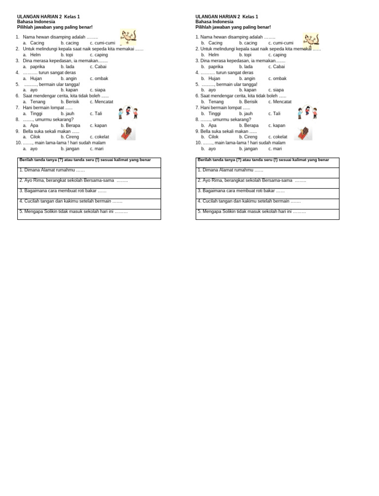 UH 2 Bahasa Indonesia Bab 2 | PDF