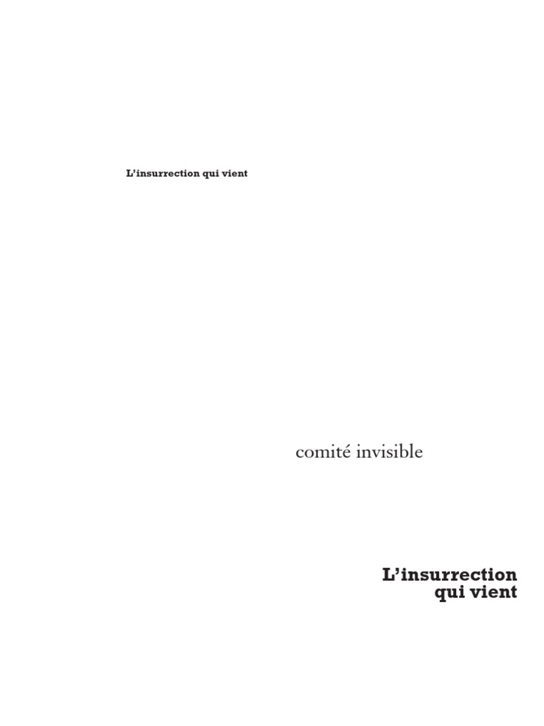 Comite Invisible Insurrection Qui Vient | PDF | France | Paris