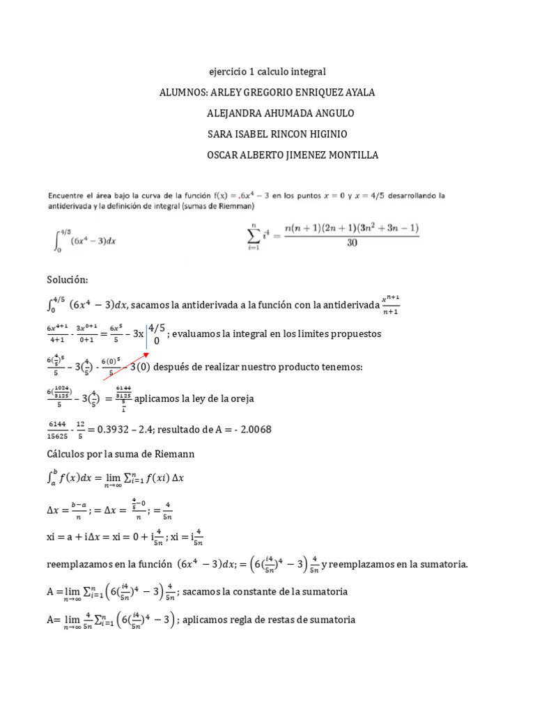 Taller 1 Calculo Integral | PDF | Integral | Análisis matemático