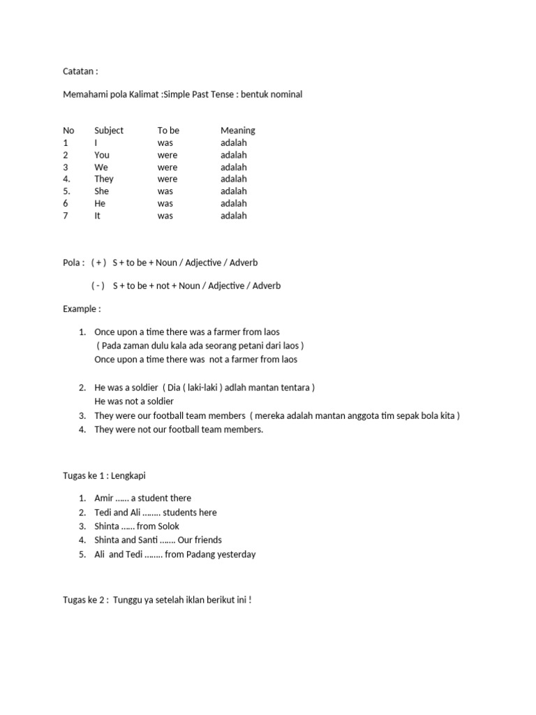Materi Simple Past Tense Part 2 | PDF