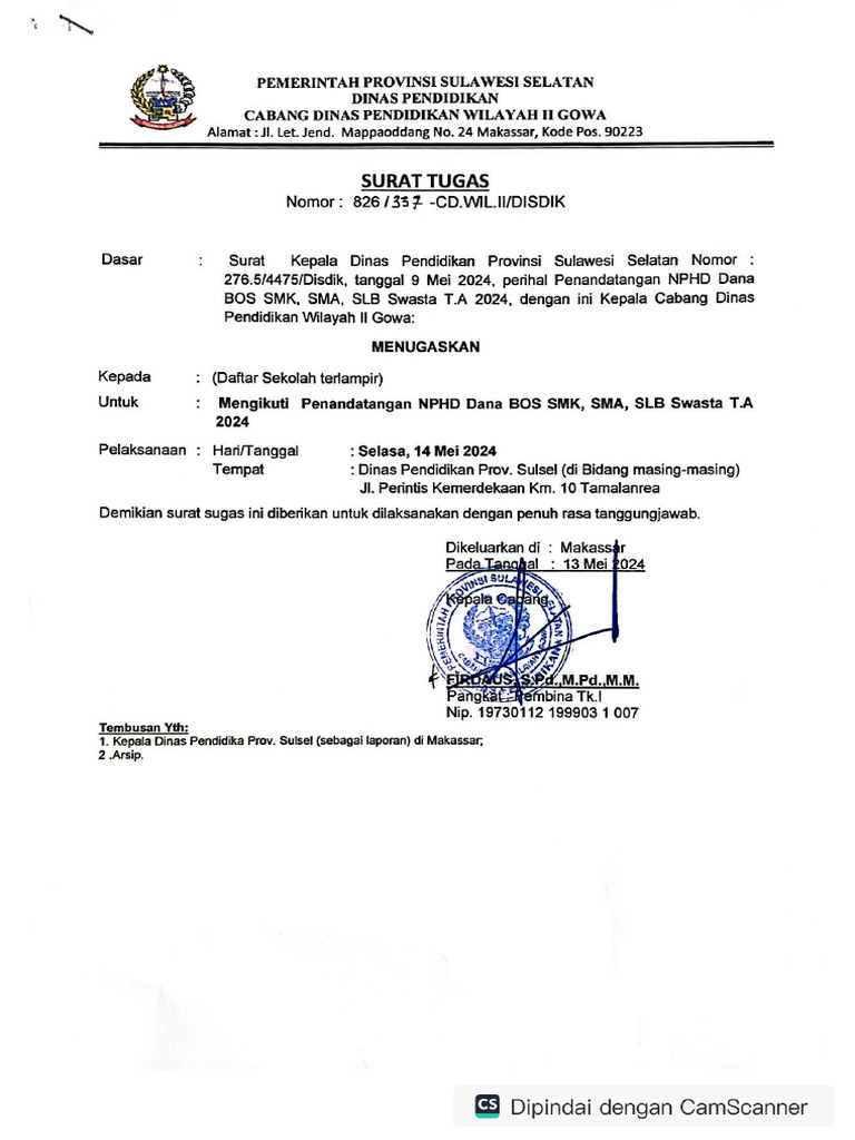 Surat Tugas NPHD | PDF