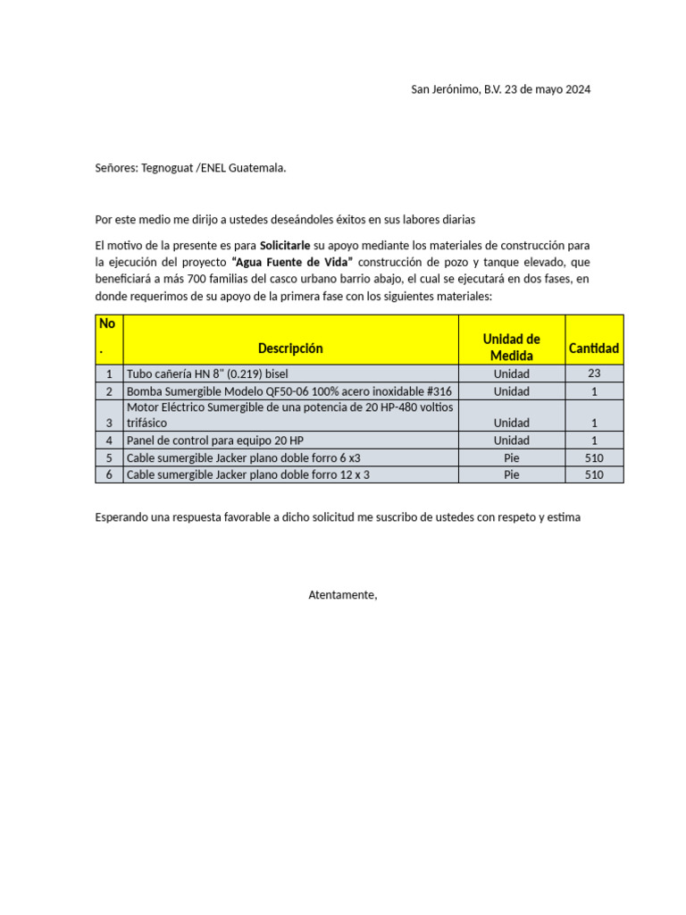 Ejemplo Solicitud | PDF