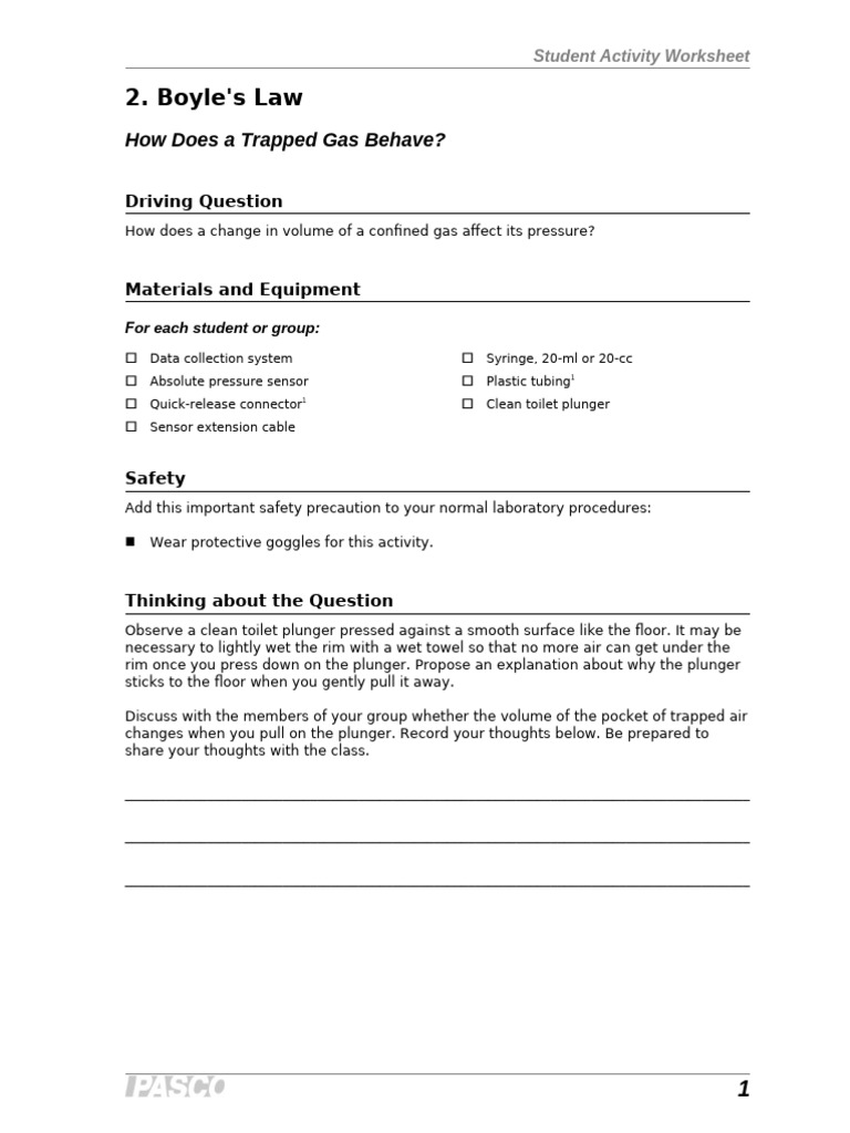 2 Boyles Law S | PDF | Gases | Pressure