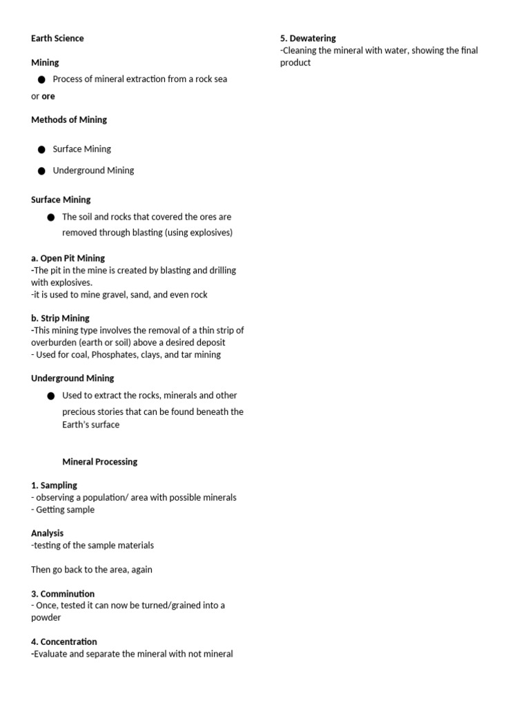 Earth Science (Mining) | PDF