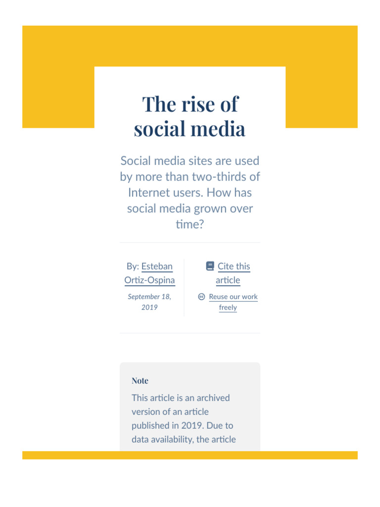 The Rise of Social Media - Our World in Data | PDF | Social Media ...