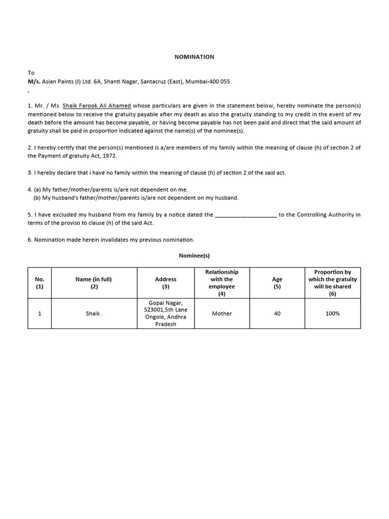 Gratuity Nomination Form 2571 1725040740 | PDF | Justice | Crime & Violence