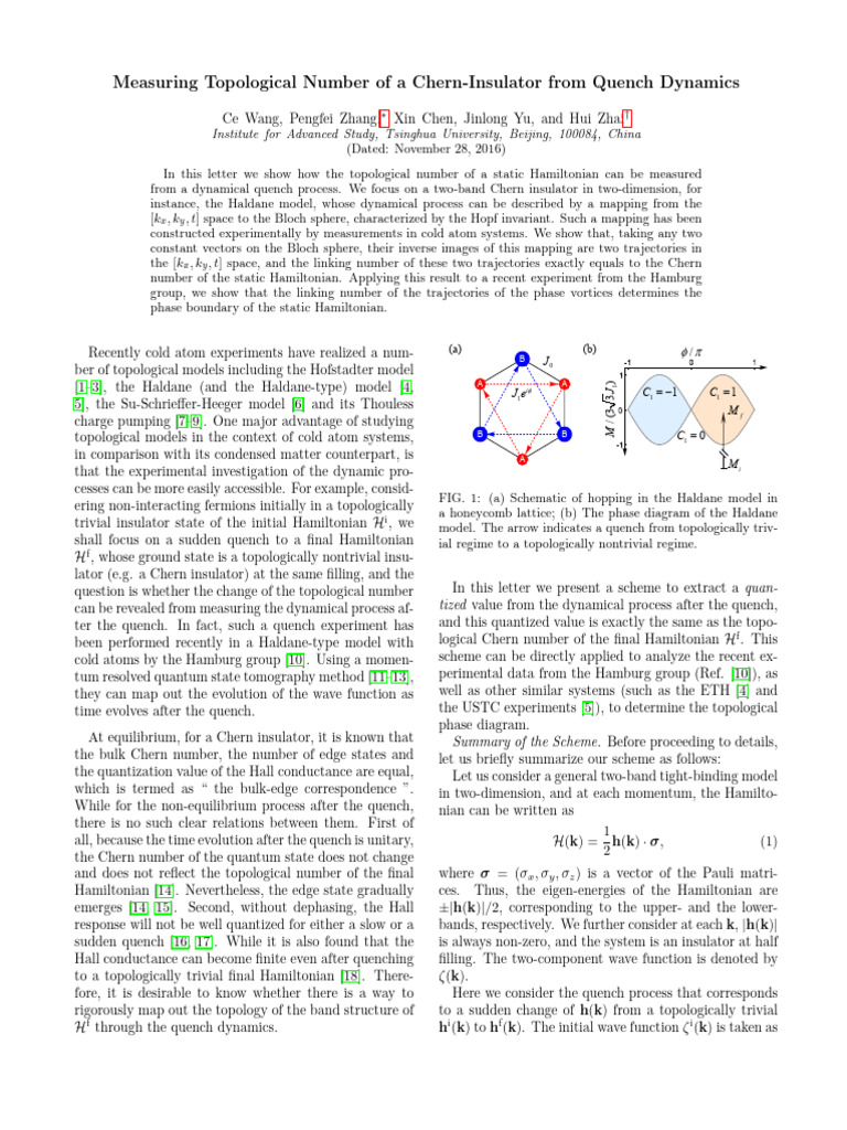 Measuring Topological Number of A Chern-Insulator From Quench Dynamics ...