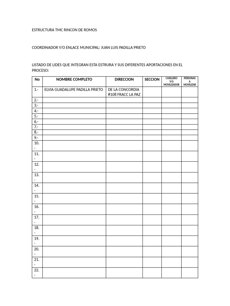 Estructura TMC Rincon de Romos | PDF