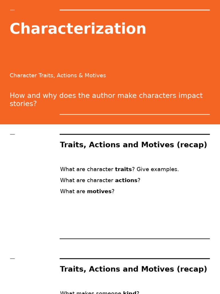 Character Traits & Story Impact | PDF