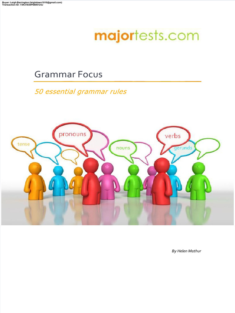 50 Essential Grammar Rules | PDF | Verb | Subject (Grammar)