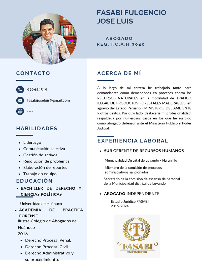 CV Currículum Vitae Jose Luis Fasabi Fulgencio | PDF