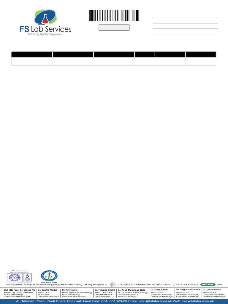 FSLS ID: 252658: Test Name Result Ref Range Unit Previous 1 Previous 2 ...