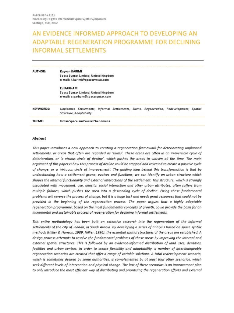 Regenerating Informal Settlements | PDF | Slum | Urban Renewal