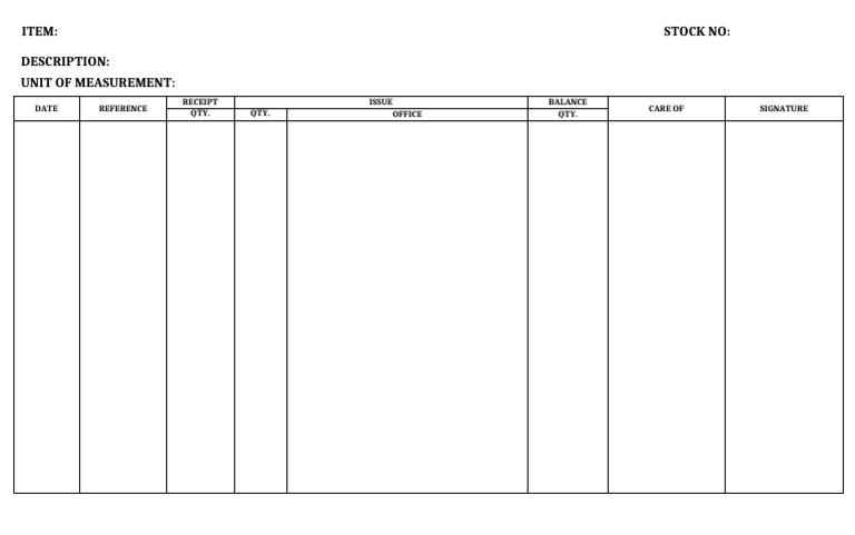 Stock Card Template | PDF