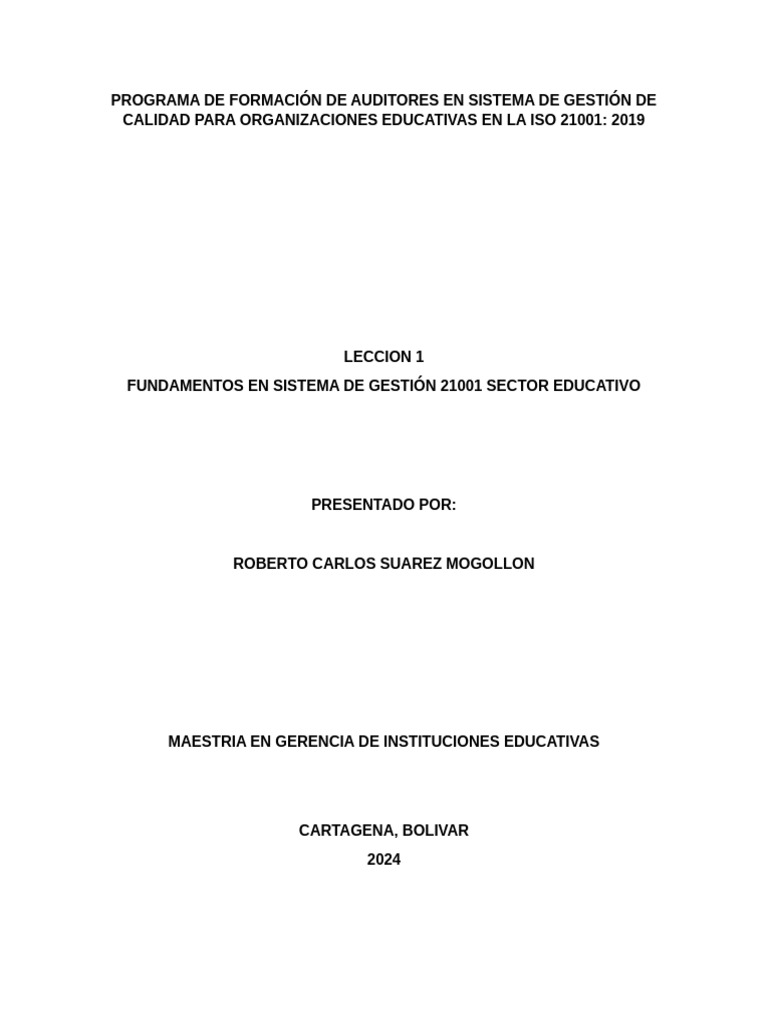 TAREA ISO 21001 para Entrega. | PDF | Evaluación