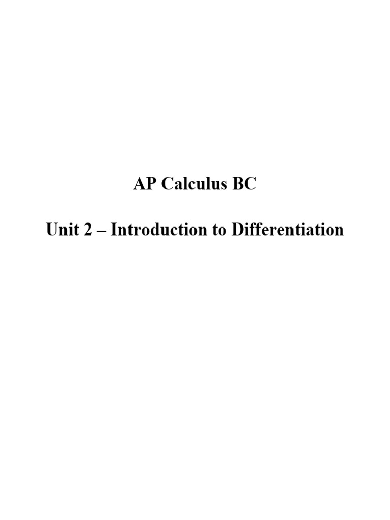 BC Unit 2 - Worksheet Packet | PDF | Derivative | Tangent