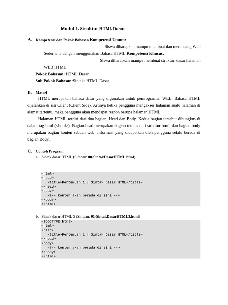 Modul HTML Web 1-4 | PDF | Bisnis