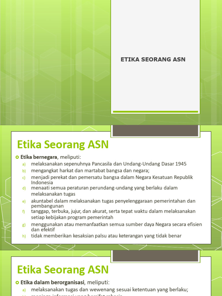 Etika Asn | PDF | Karier & Perkembangan