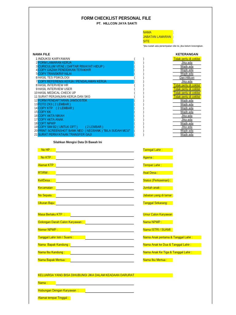4, Template Ceklist Karyawan (Di Isi Nama) | PDF