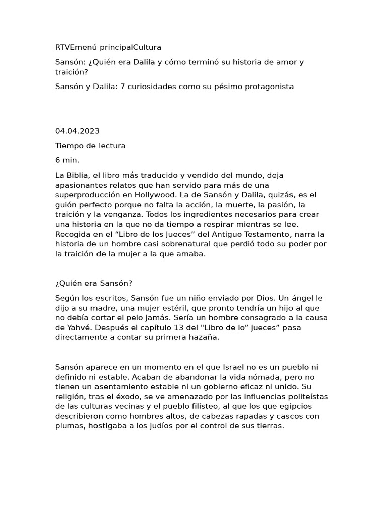Sanson y Dalila | PDF | Sansón