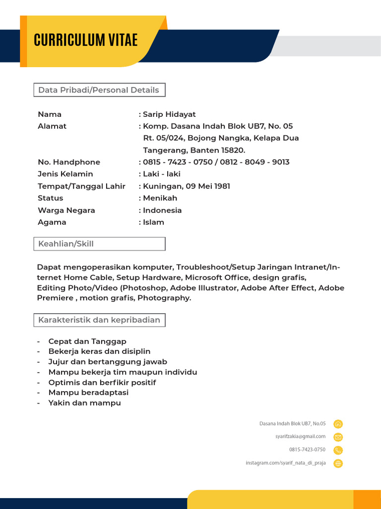 Curriculum Vitae Sarip | PDF