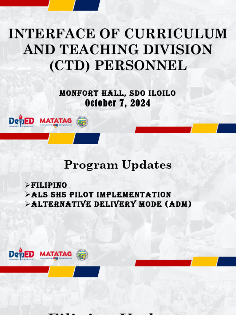 Program Updates On ADM, ALS-SHS & Filipino 10-07-2024 | PDF