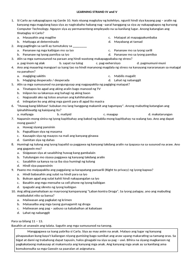Learning Strand Iv and V | PDF