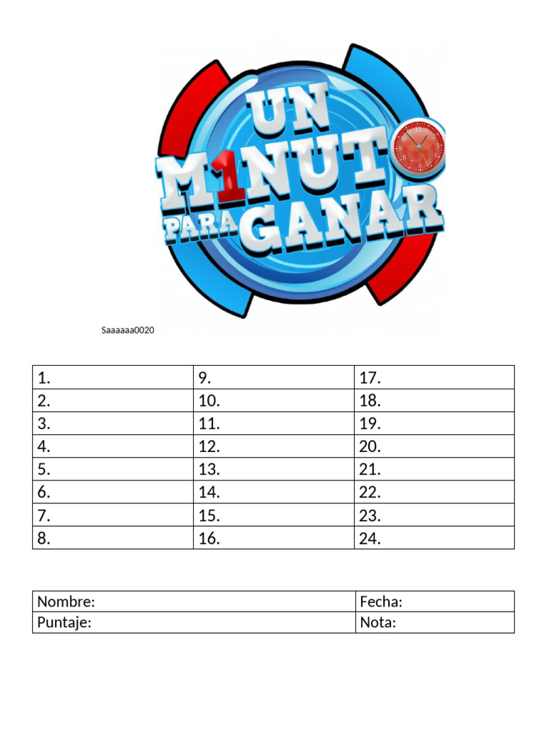 Juegos de 1 Minuto para Ganar | PDF | Juegos y actividades