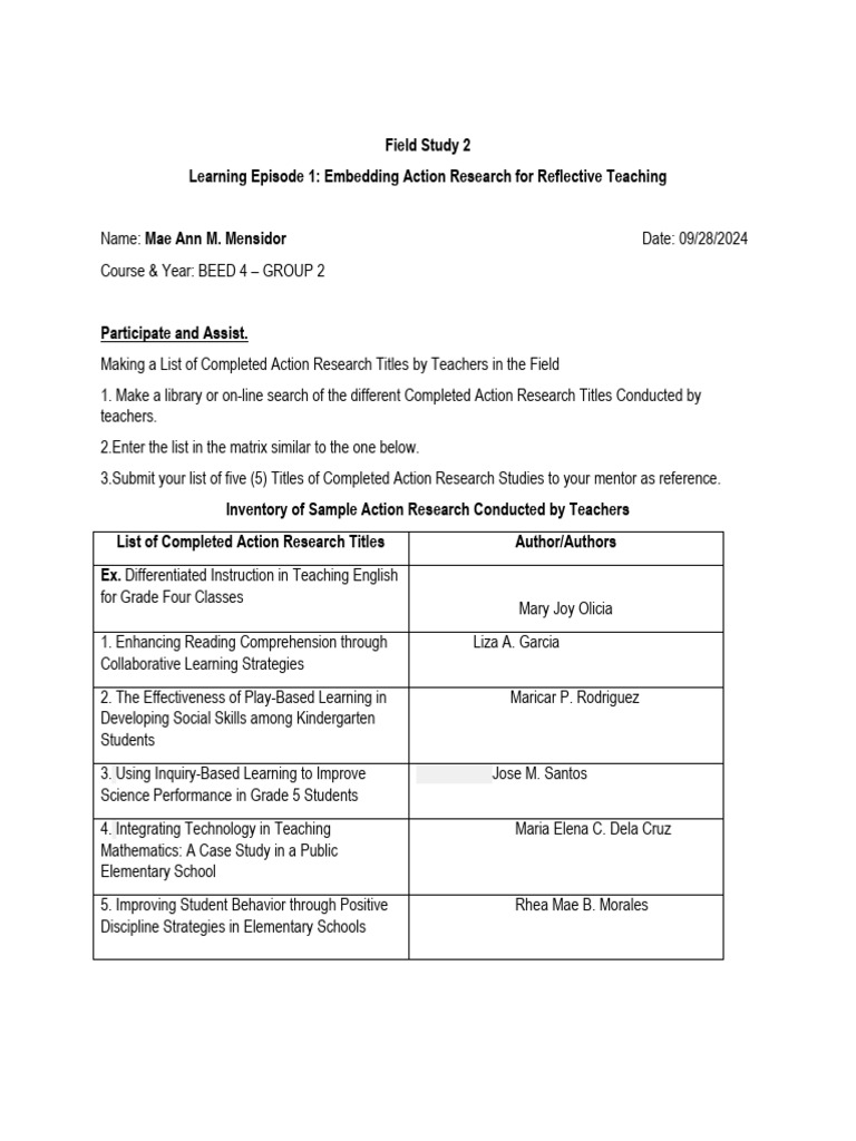 fs2 Episode 2 Minsedor | PDF | Teachers | Learning