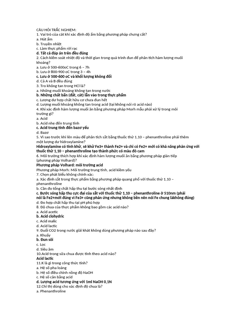 CÂU HỎI TRẮC NGHIỆM | PDF