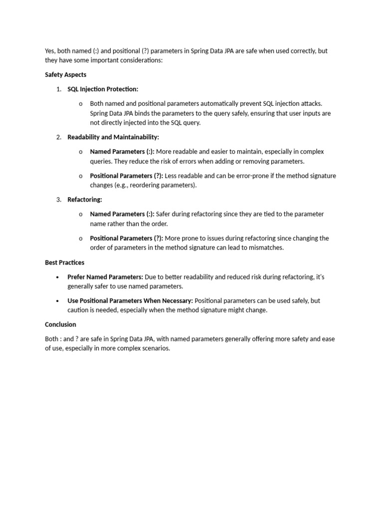 Safe Use of Parameters in Spring Data JPA | PDF | Teaching Methods ...