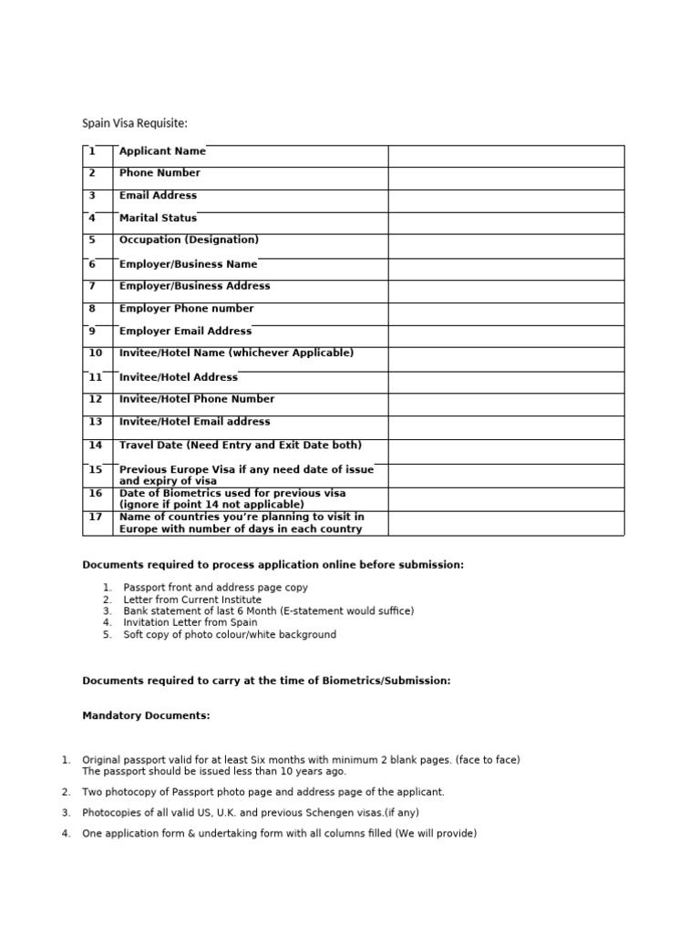 Checklist of Spain Short Term Study 1 | PDF | Travel Visa | Passport