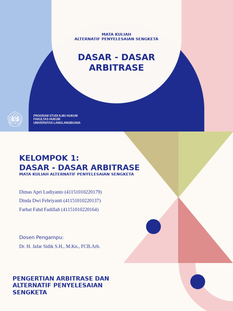 Kelompok 1 Dasar Dasar Arbitrase - Aps | PDF | Hukum