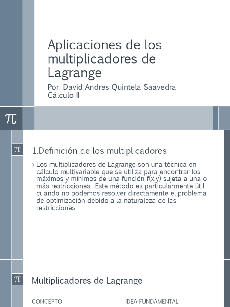 Aplicaciones de Los Multiplicadores de Lagrange | PDF | Optimización Matemática | Matemáticas ...