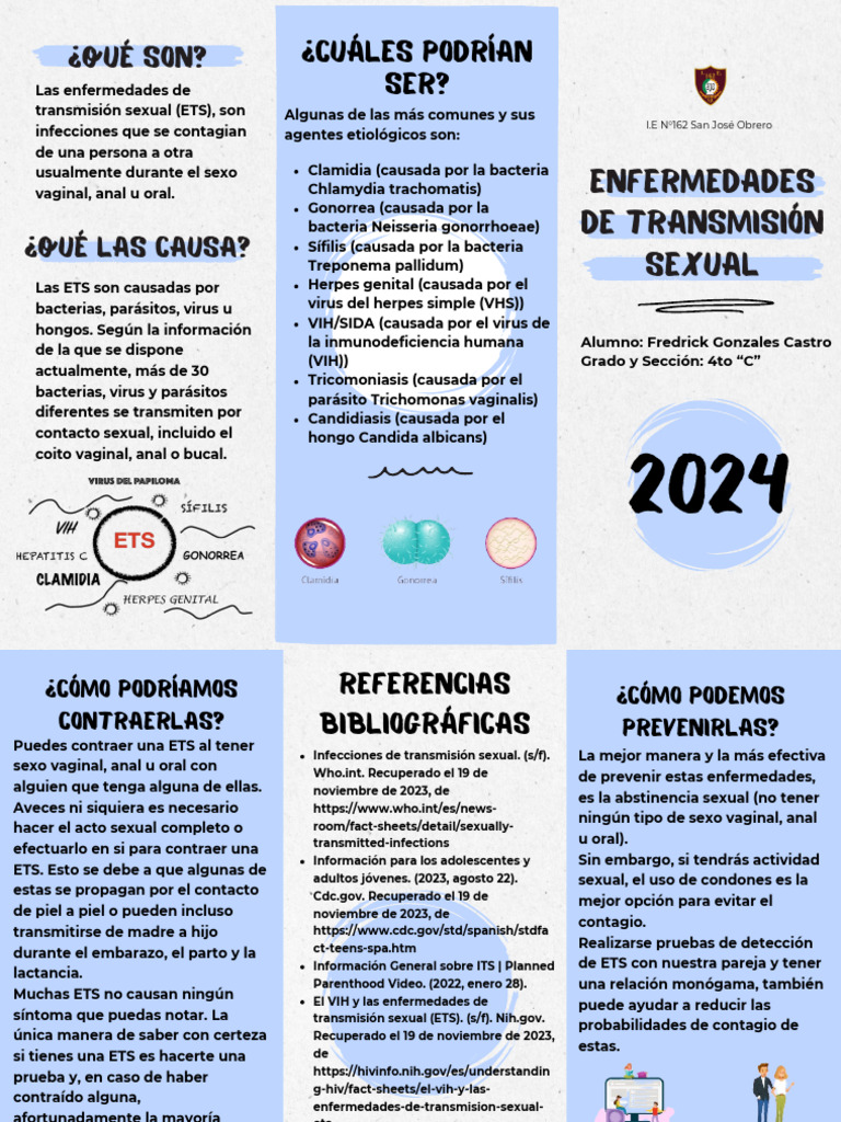 Triptico Sobre Las ETS | PDF | Infección transmitida sexualmente | Causas de la muerte