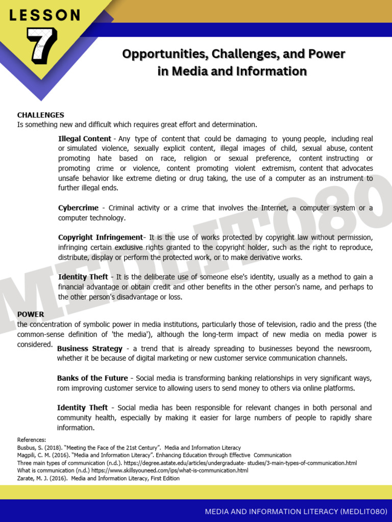 Lesson 7 - Opportunities Challenges Power 2 | PDF | Social Media ...