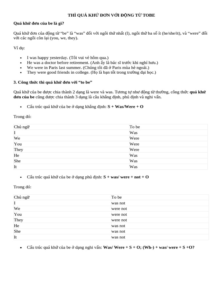 Thì Quá KH Đơn V I Đ NG T Tobe | PDF