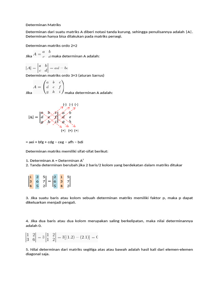Perkalian Determinan Invers Matriks | PDF