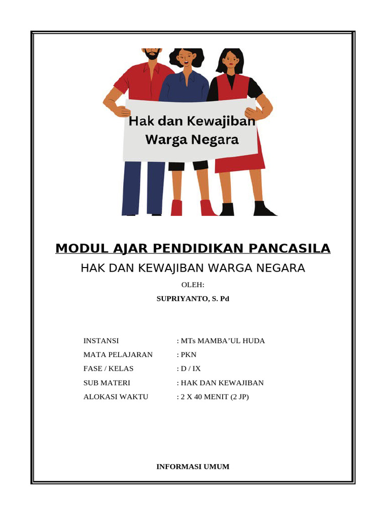 Modul Ajar PKN 9 | PDF | Ilmu Sosial