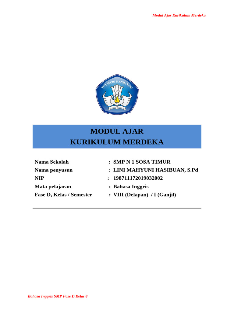 Modul Ajar BAB 1 Kelas 8 Ganjil | PDF | Seni & Disiplin Bahasa