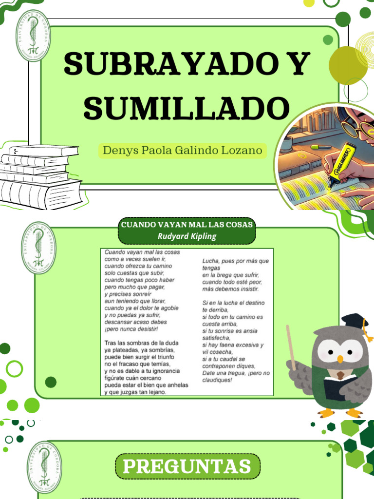 Sumillado y Subrayado. | PDF | Enseñando | Habilidades de estudio