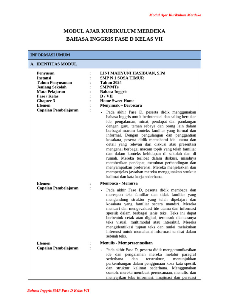 Modul Ajar BAB 3 Kelas 7 Ganjil | PDF