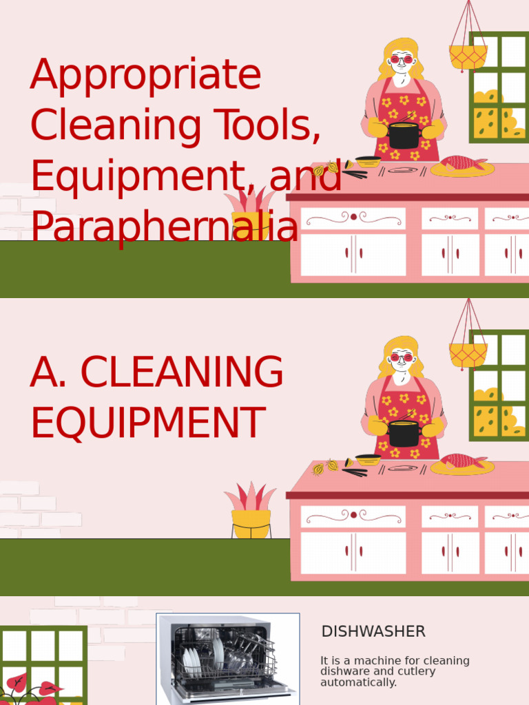 Cleaning Tools Equipment and Paraphernalia in Cooking | PDF