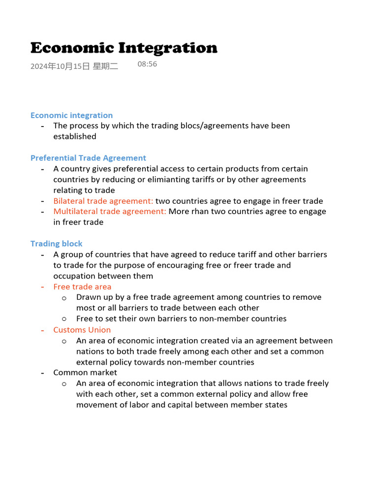 Economic Integration | PDF