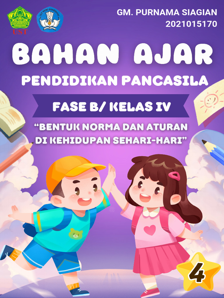 Ungu Warna Warni Ilustratif Asyik Sampul Modul Ajar Dokumen A4 | PDF