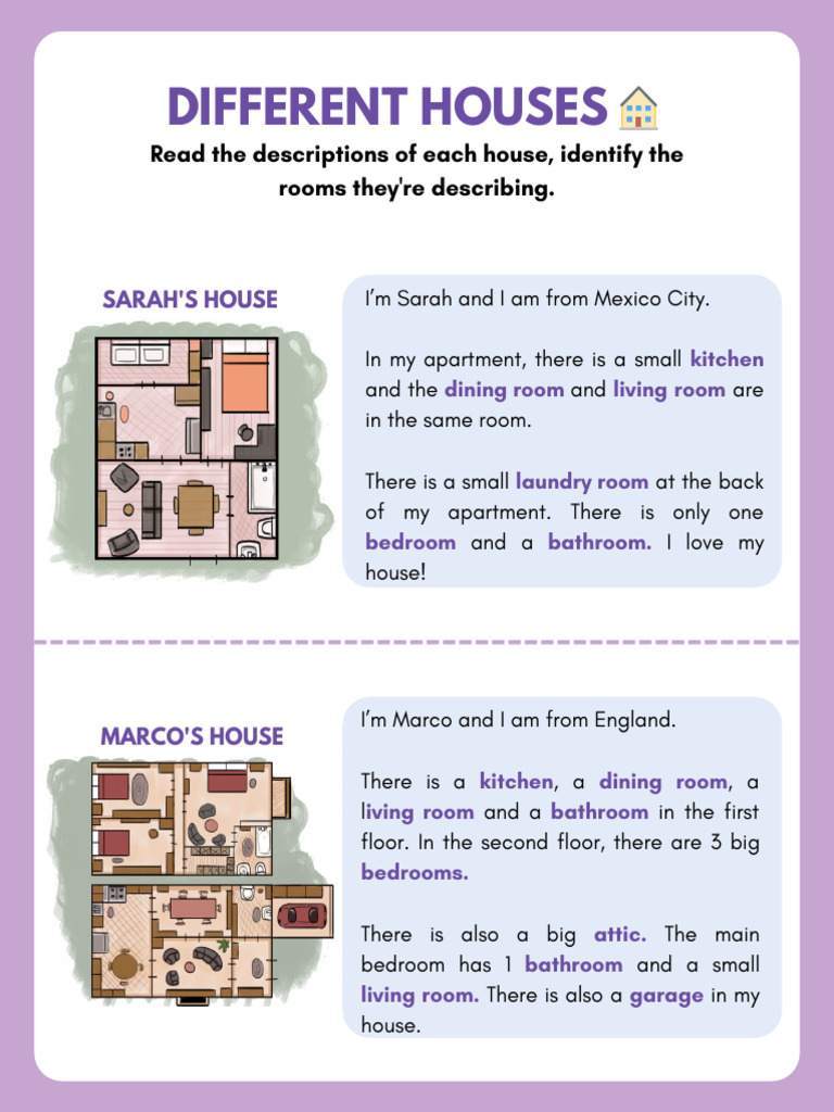 Handout - Different Houses | PDF | Room | Home Economics