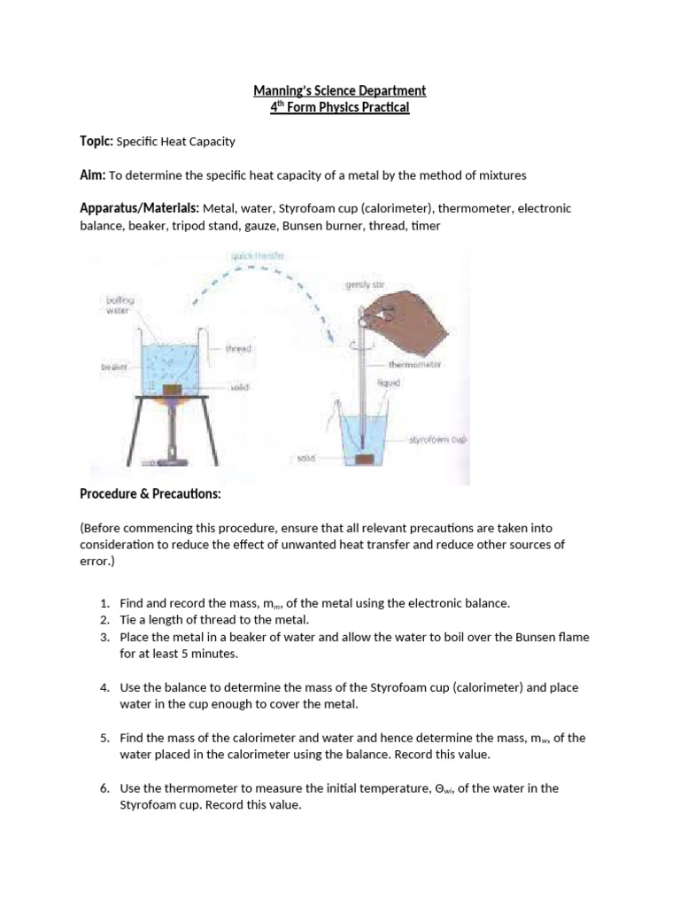 4th Form Physics Practical - SHC | PDF
