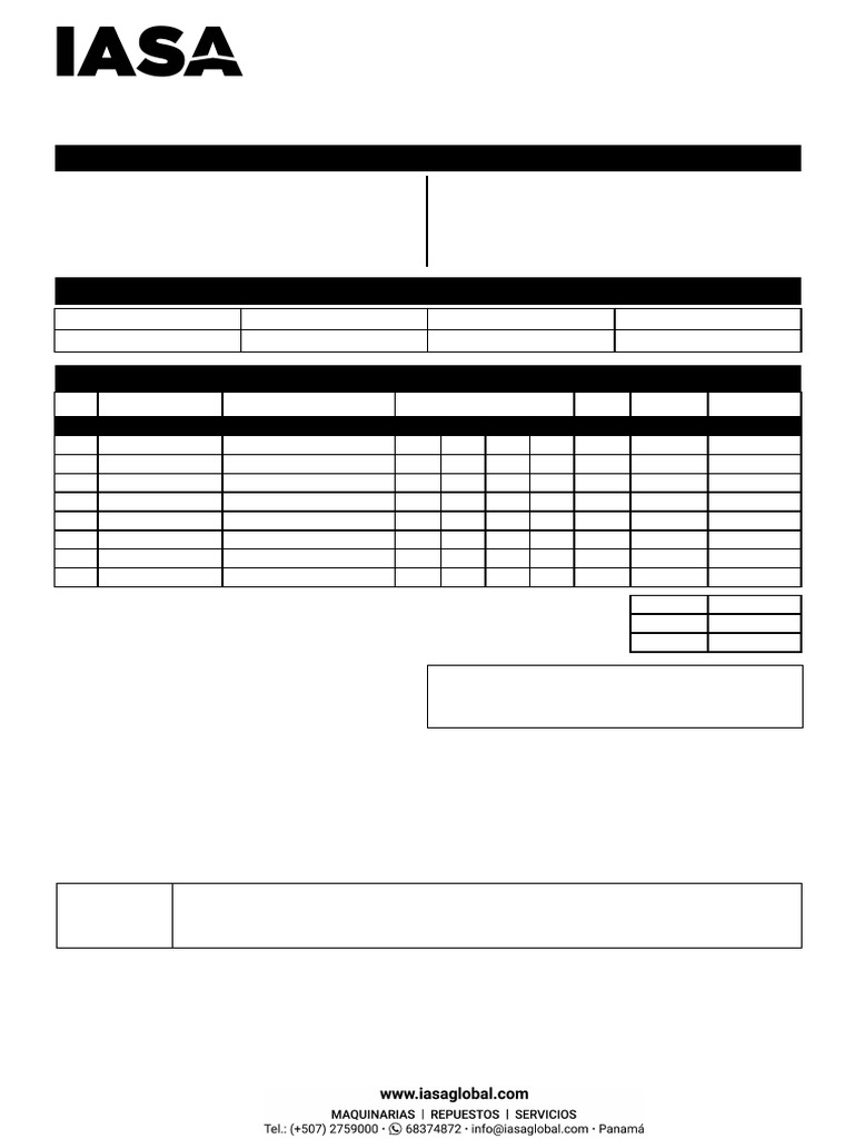 Cotización de Piezas IASA-PANAMÁ | PDF