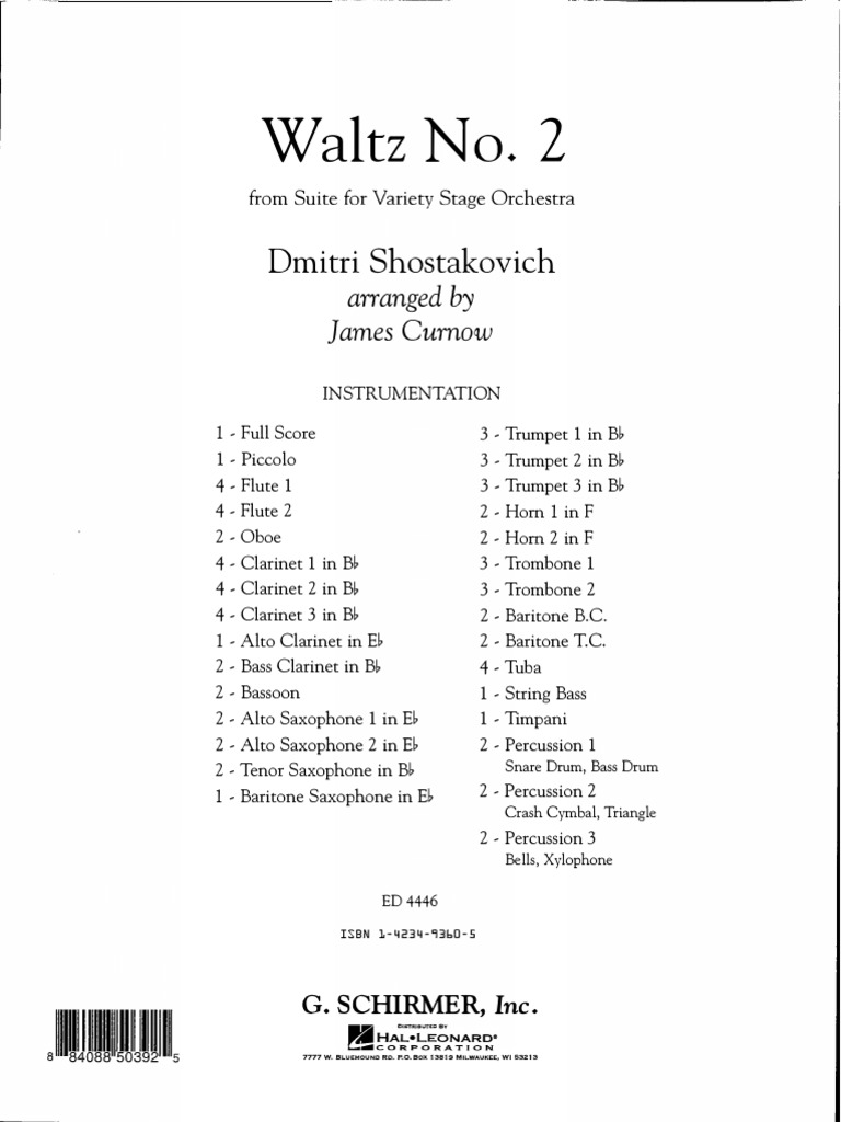 Waltz No 2 Score | PDF