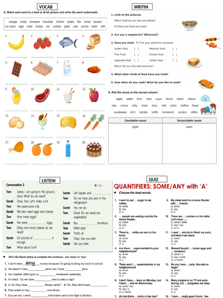 Some - Any Worksheets | PDF